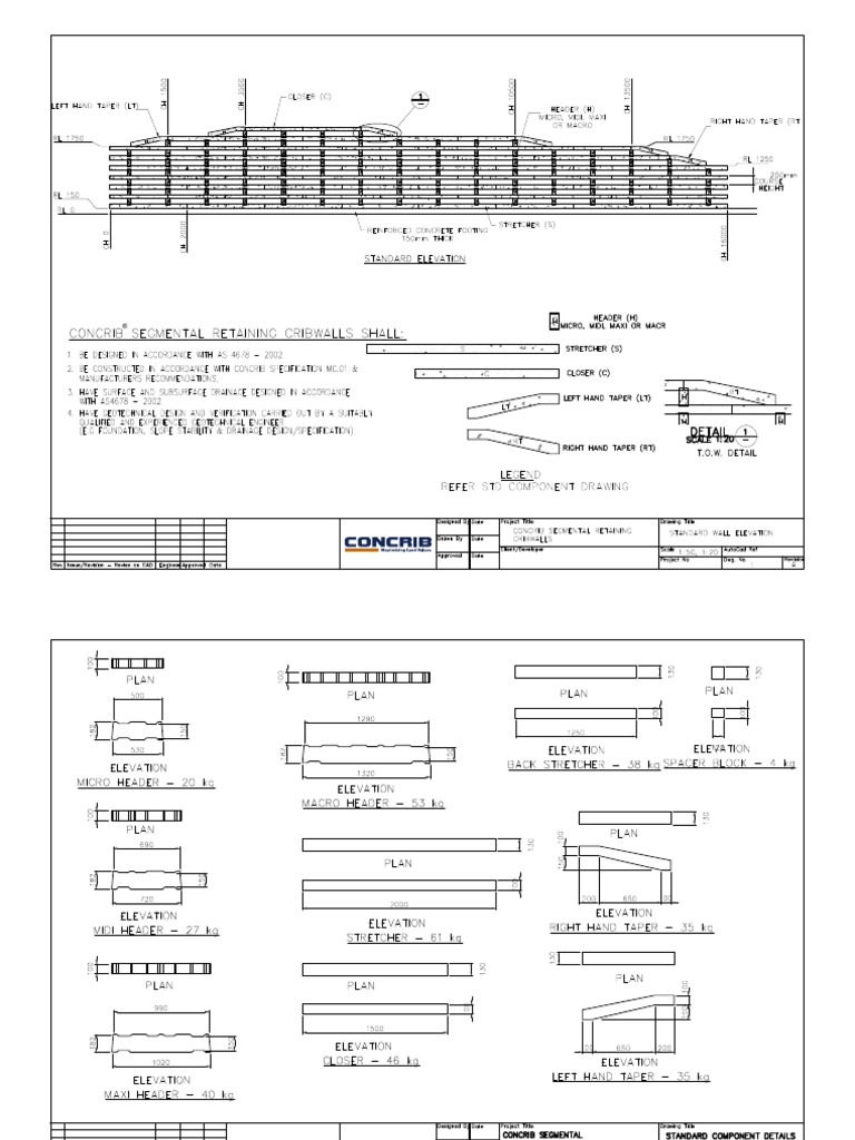 Concrib Crib Wall Technical Drawings | PDF