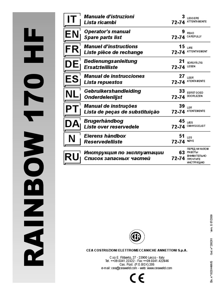 Manual Rainbow 170 HF | PDF