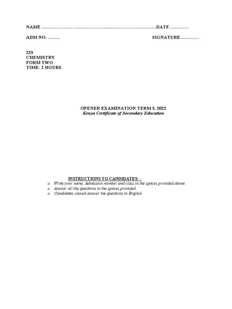 Chemistry f2 2022 Qs | PDF | Solubility | Solid