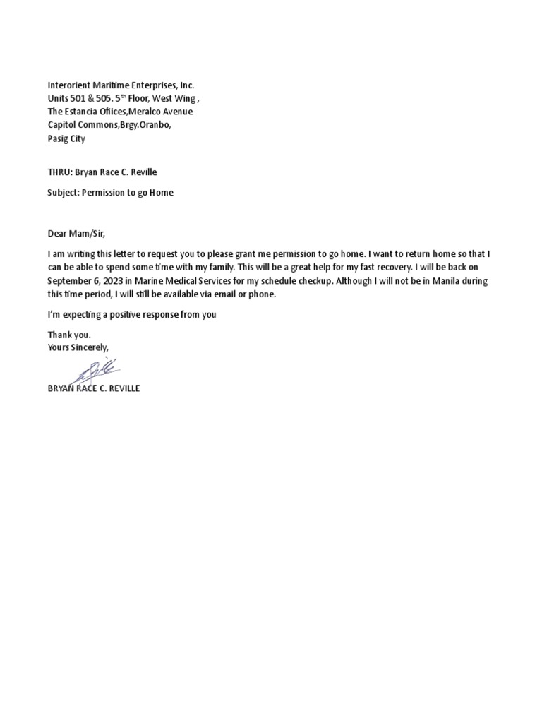 Permission To Go Home | PDF