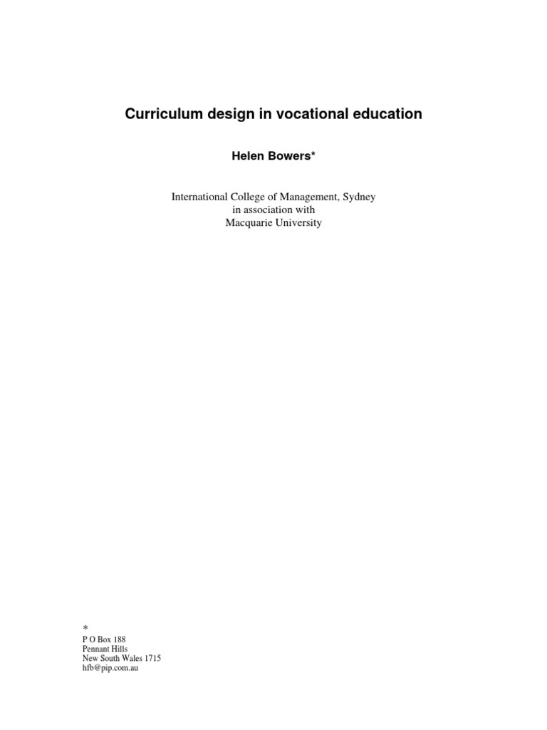 Vocational Curriculum Design | PDF | Curriculum | Vocational Education
