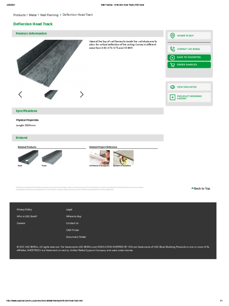 Wall Framing - Deflection Head Track - USG Boral | PDF
