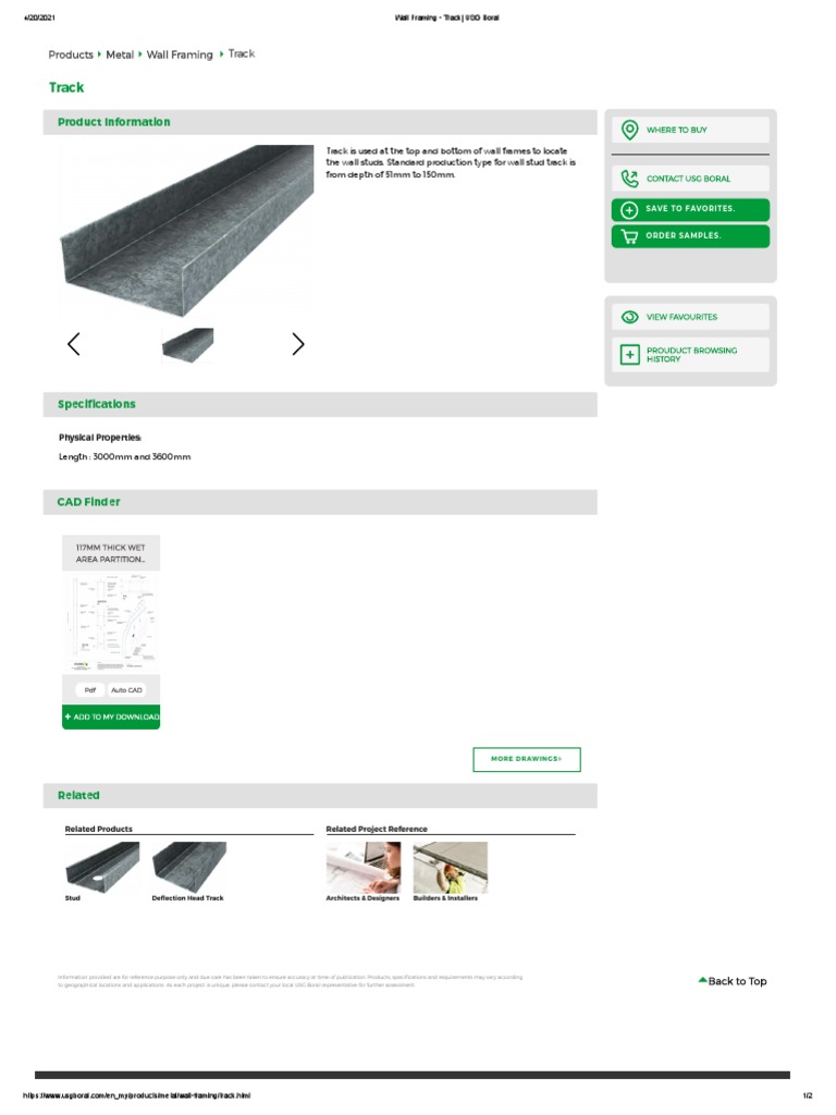 USG Boral Wall Framing Track Guide | PDF | Building Engineering