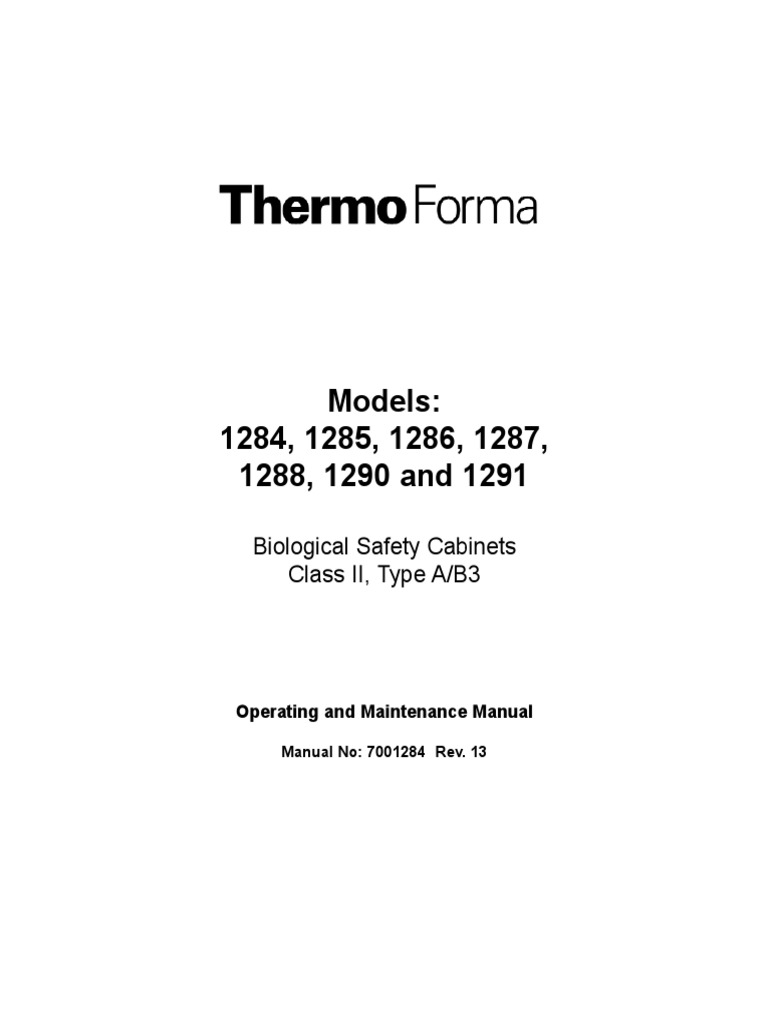 Thermo Forma 1284 To 88 & 90 To 91 Safety Cabinet Manual | PDF | Computers