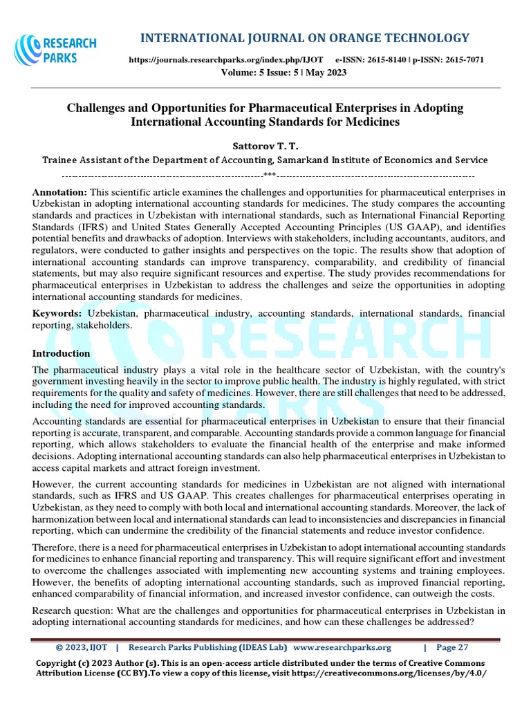 Challenges and Opportunities For Pharmaceutical Enterprises in Adopting ... Challenges and Opportunities For Pharmaceutical Enterprises in Adopting ...
