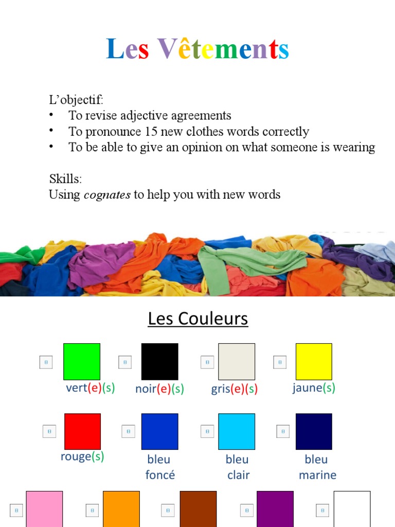 Les vetements et les couleurs | PDF | Bleu | Gris