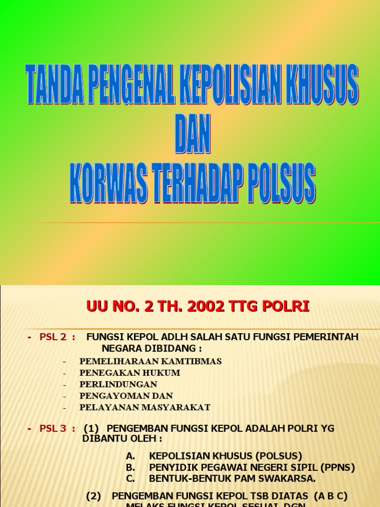 Kasi Korwas Tanda Pengenal Polsus Dan Supervisi Polsus | PDF