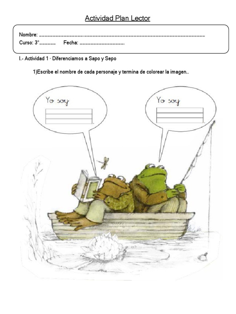 Actividad 3° Sapo y Sepo Un Año Entero | PDF