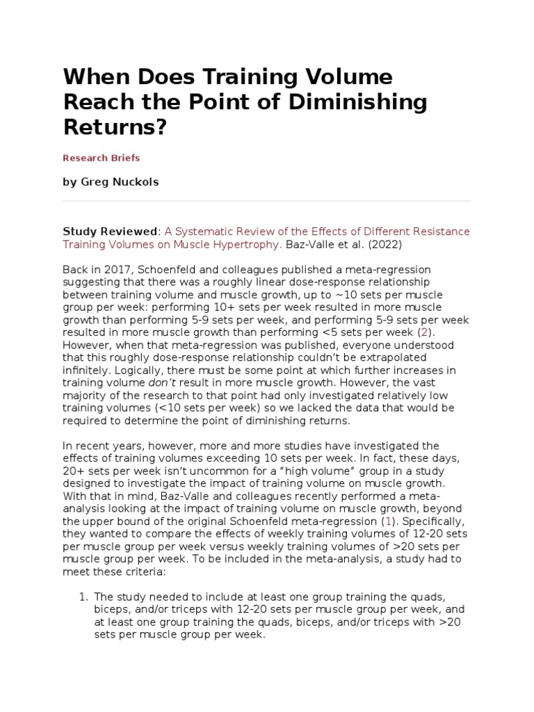 Diminishing Returns in Training Volume | PDF | Skeletal Muscle | Meta ...