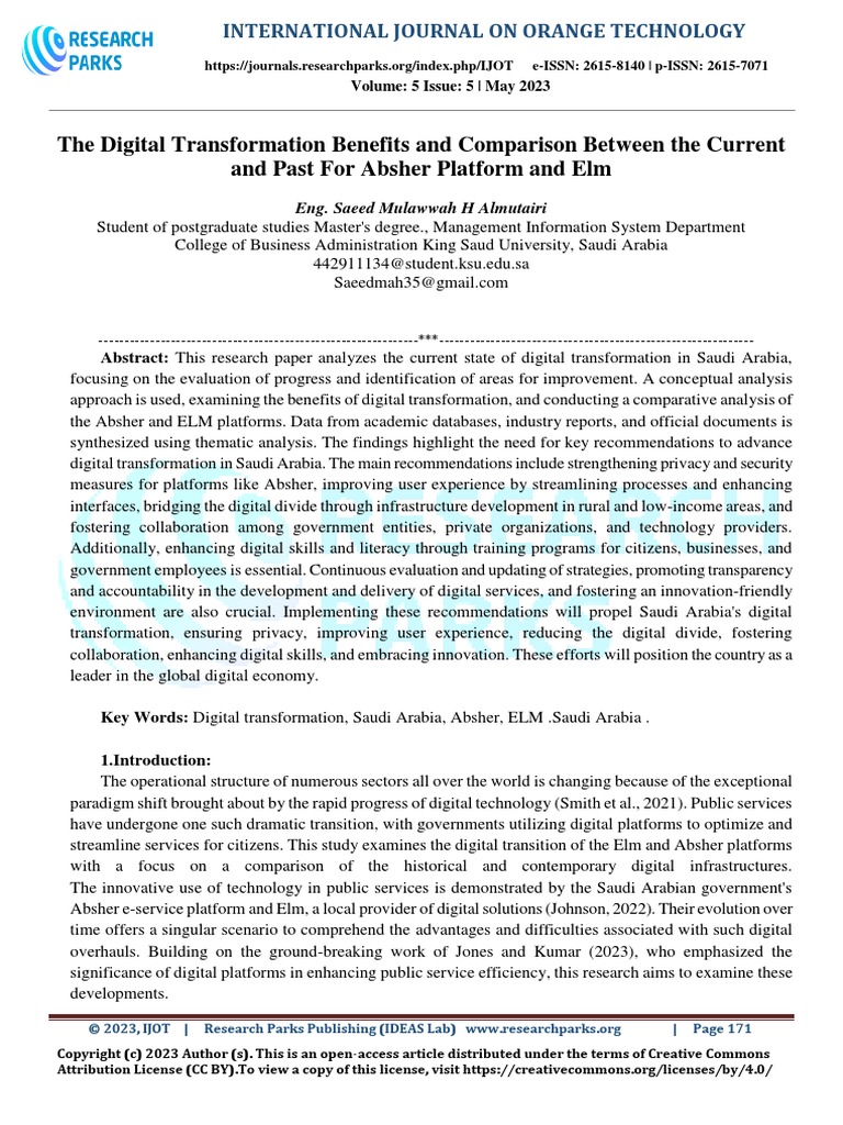 The Digital Transformation Benefits and Comparison Between The Current ...