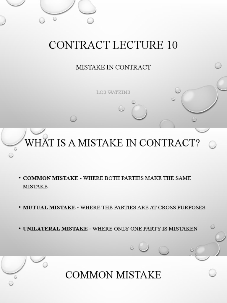 Contract Lecture 10 Mistake Pdf Rules Legal Concepts