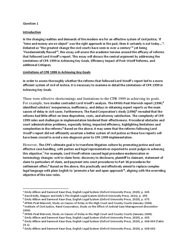 Critique of Post-Woolf Civil Reforms | PDF | Miscarriage Of Justice ...