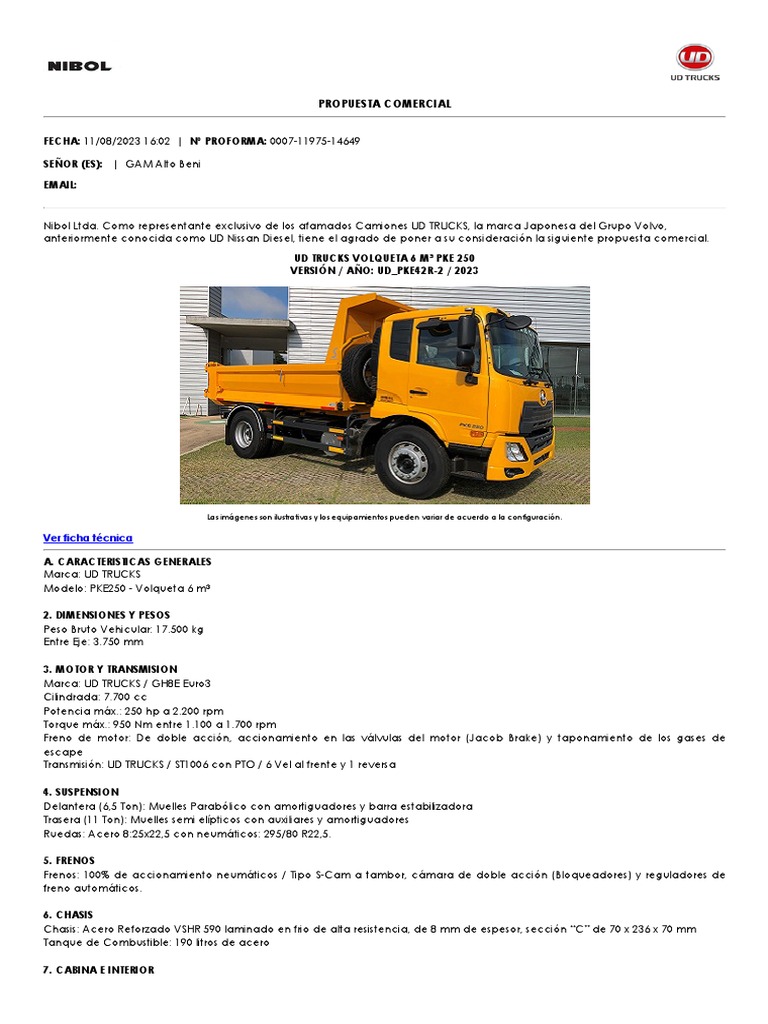 Volqueta de 6m3 UD Trucks-1 | PDF | Camión | Carros deportivos