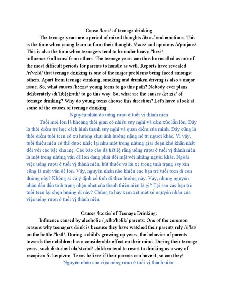 Cause of Teenage Drinking | PDF