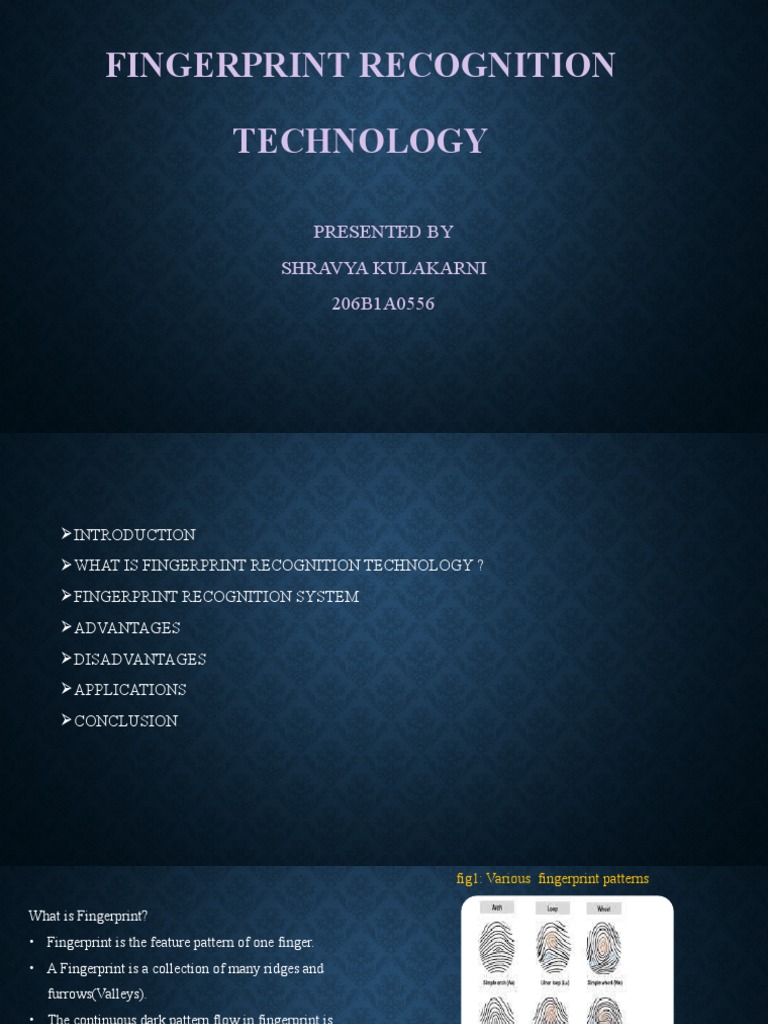Fingerprint Recognition Technology | PDF