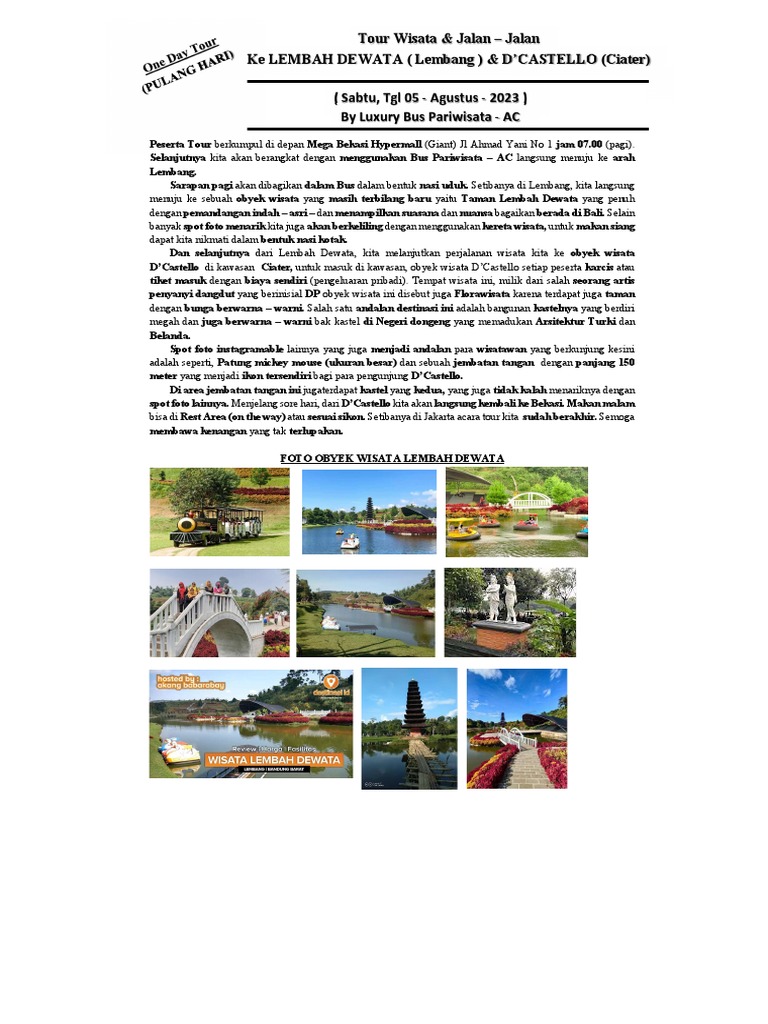 Ziarek One Day Tour Lembang | PDF