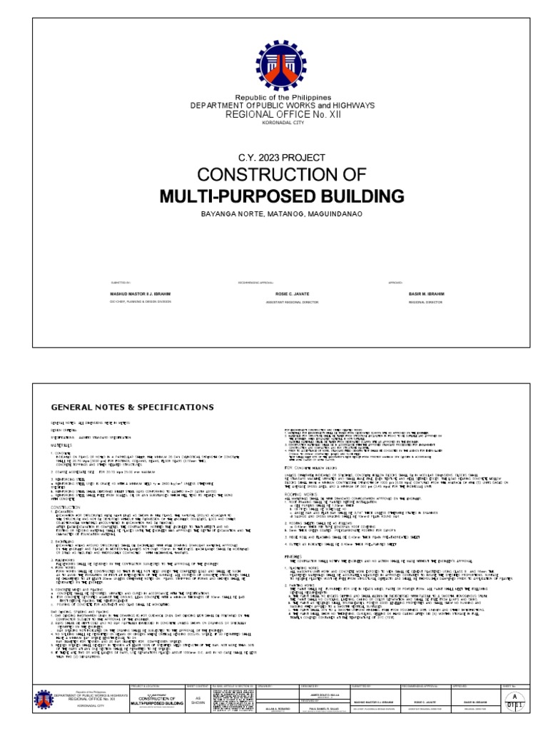 Multi-Purpose Gym Construction Project | PDF