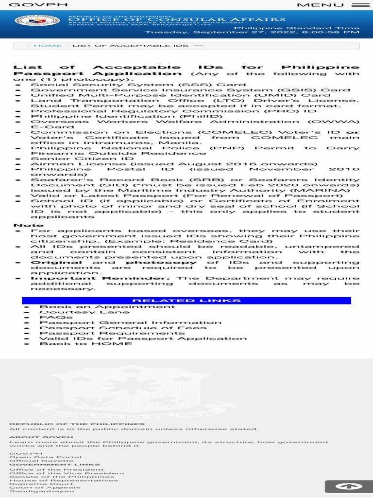 List of Acceptable IDs | PDF | Identity Document | Authentication