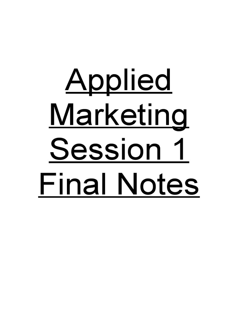 Applied Marketing Notes 1 | PDF | Marketing | Brand