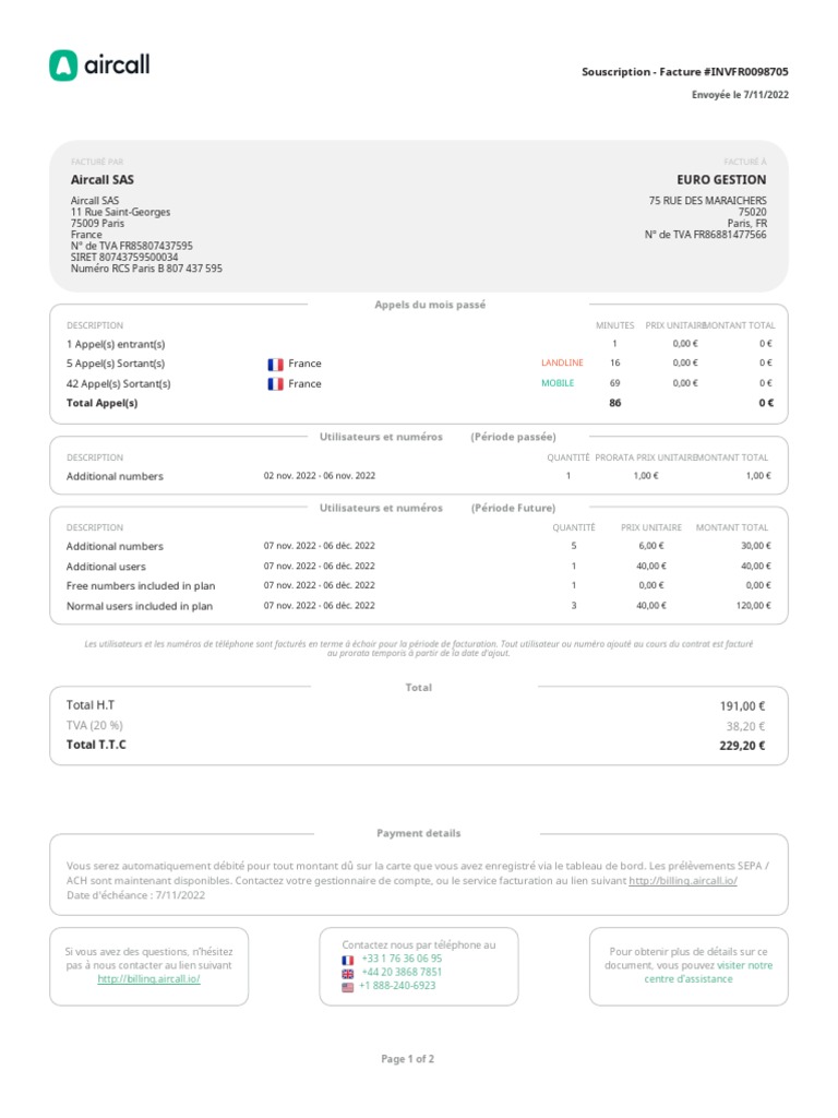 Invoice INVFR0098705 | PDF | Facture | Secteurs du service