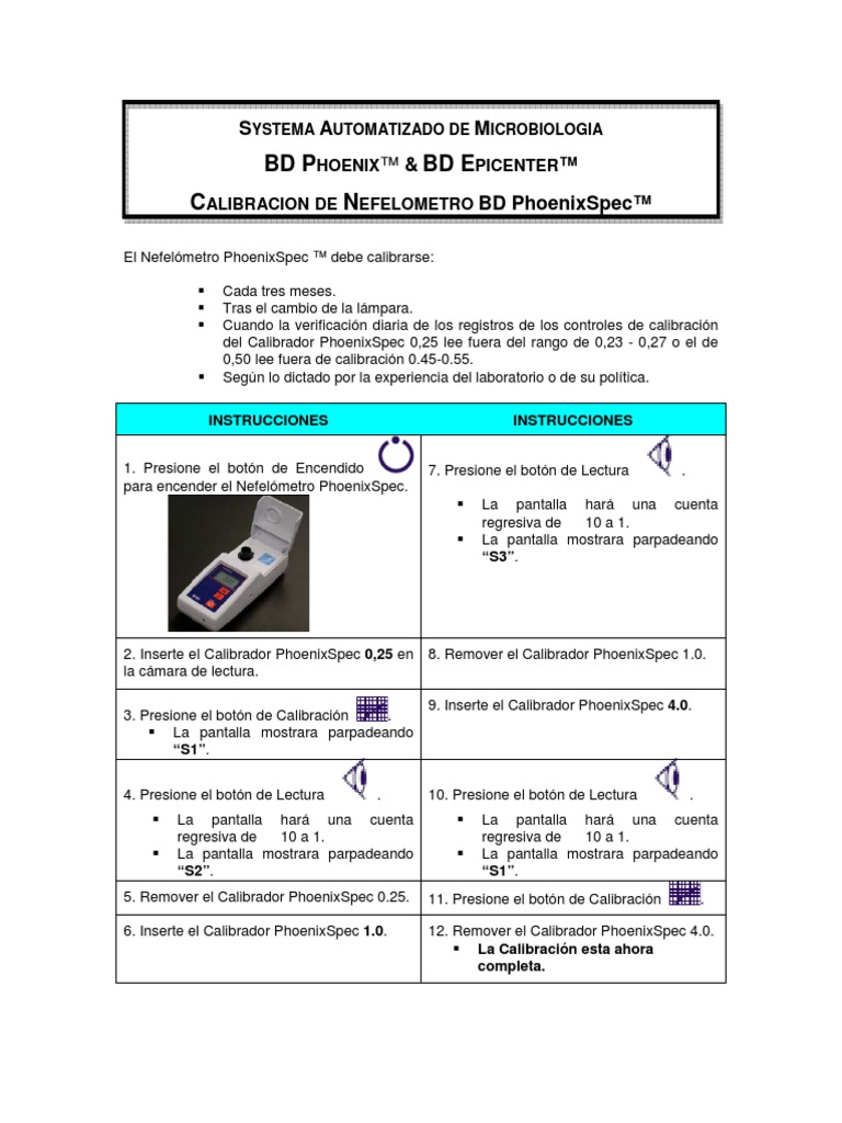 2 Calibracion de Nefelometro BD Phoenixspec | PDF