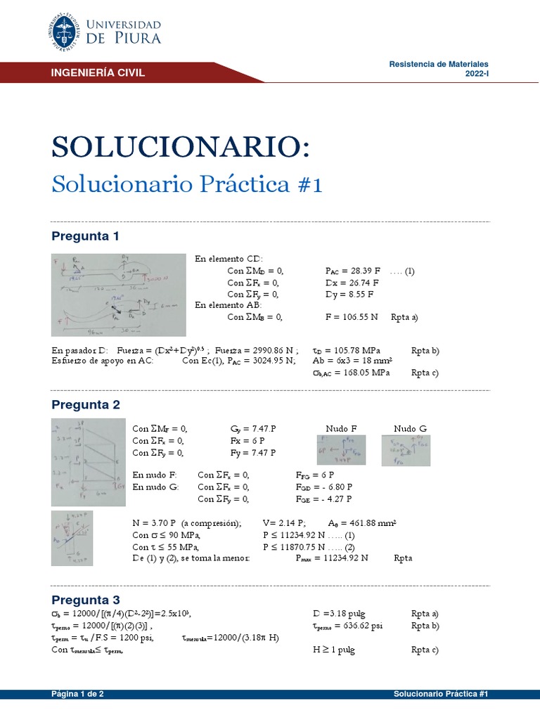 Solucionario - Práctica 1 - RMT | PDF | Deformación (Mecánica ...
