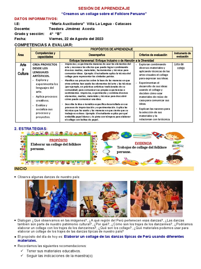 Sesion "Collage Sobre El Folklore | PDF | Evaluación | Collage