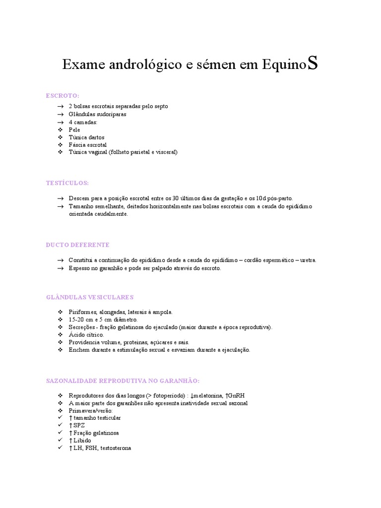 Exame Andrológico e Sémen em Equinos | PDF