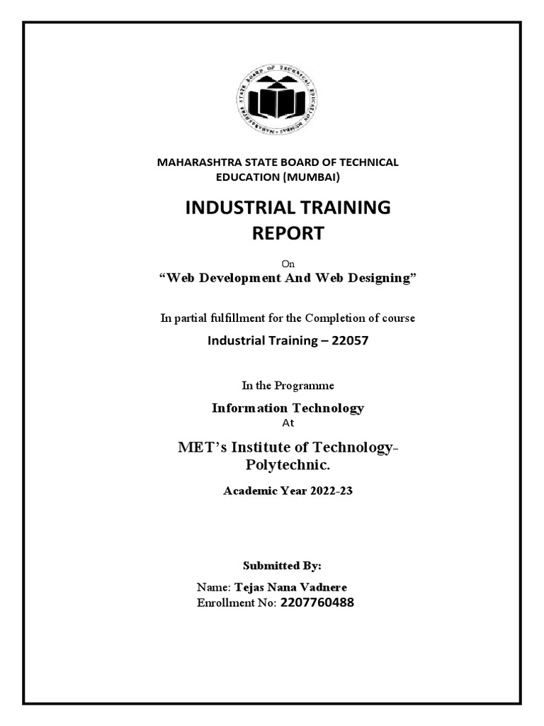 MSBTE Report (1) Tejas | PDF