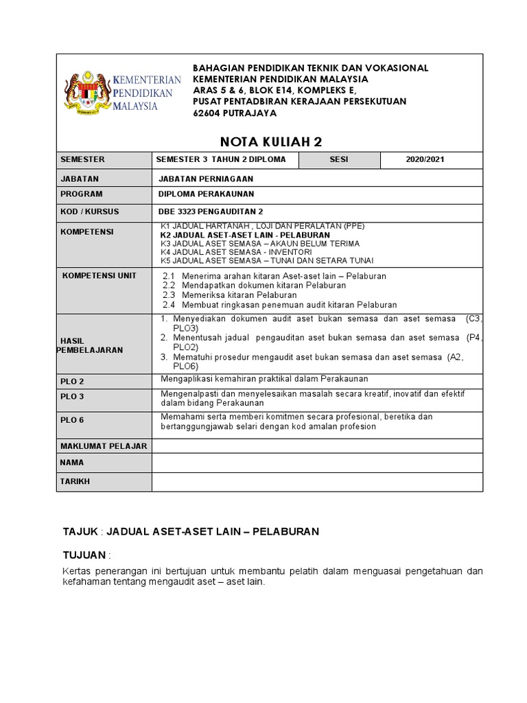 Nota Kuliah 2 | PDF