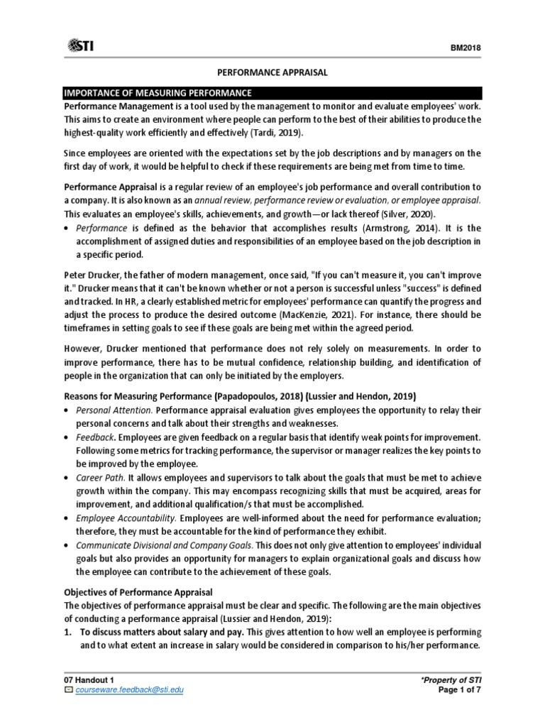 07 Handout 13 | PDF | Performance Appraisal | Psychology 07 Handout 13 | PDF | Performance Appraisal | Psychology
