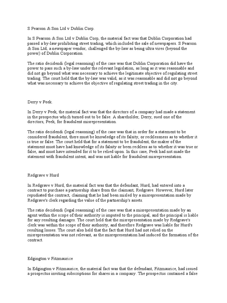 Misrepresentation Cases | PDF | Misrepresentation | Guarantee
