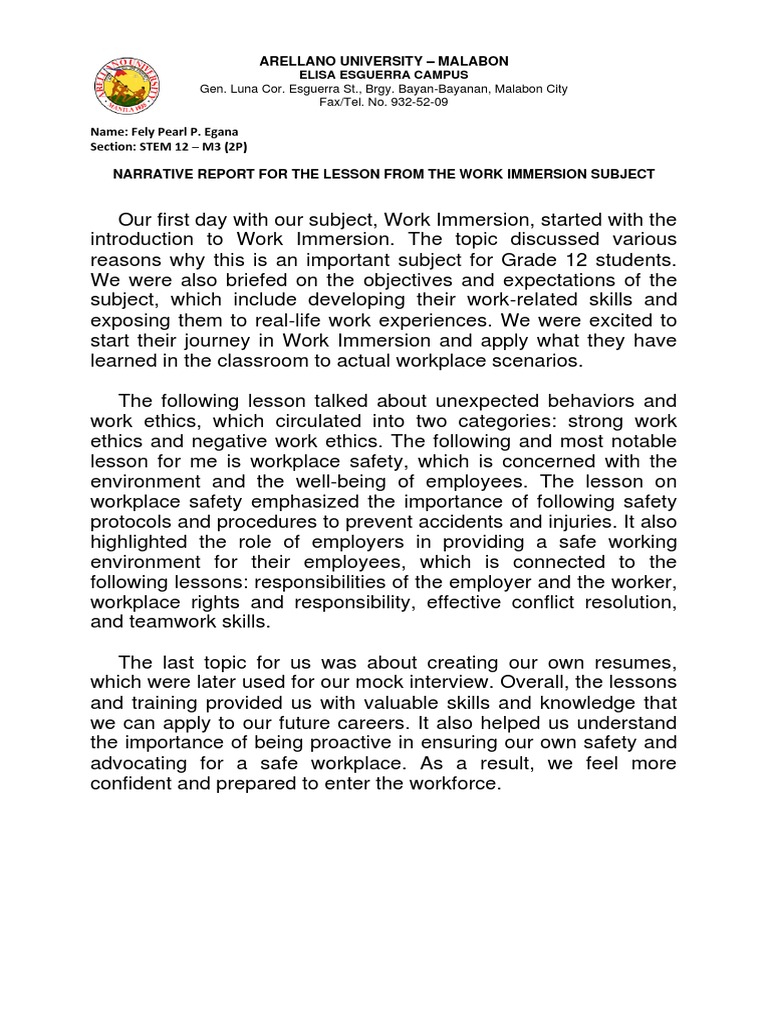 Narrative Report | PDF | Language Arts & Discipline