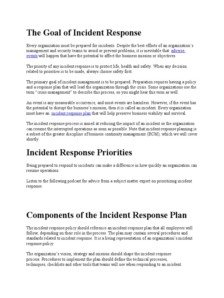 Incident Response and Business Continuity Guide | PDF | Access Control ...