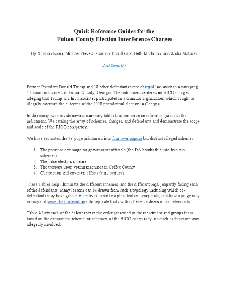 Fulton County RICO Charges Guide | PDF | Racketeer Influenced And ...
