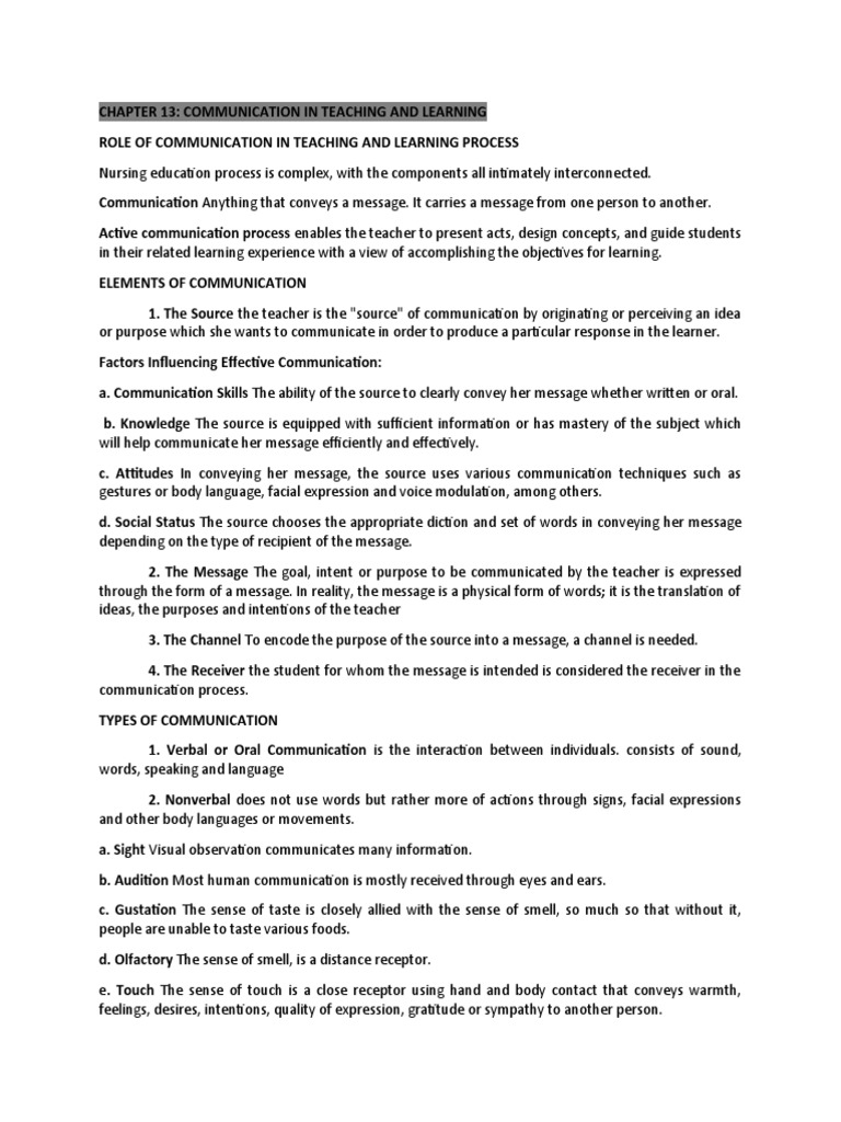 Communication in Teaching Processes | PDF | Communication | Learning