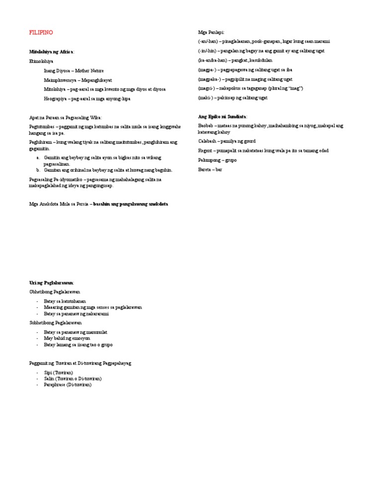 FILIPINO - Grade 10 | PDF