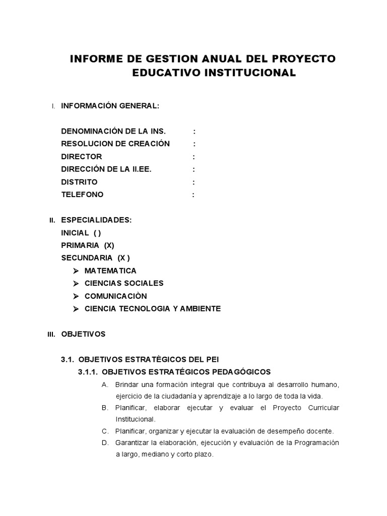 Informe Anual de Gestión Educativa | PDF | Evaluación | Monitoreo y evaluación