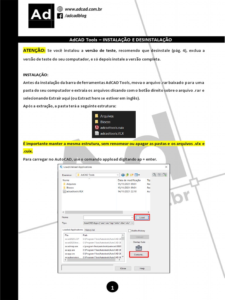 Instalação e Desinstalação do AdCAD Tools | PDF | Janela (informática ...