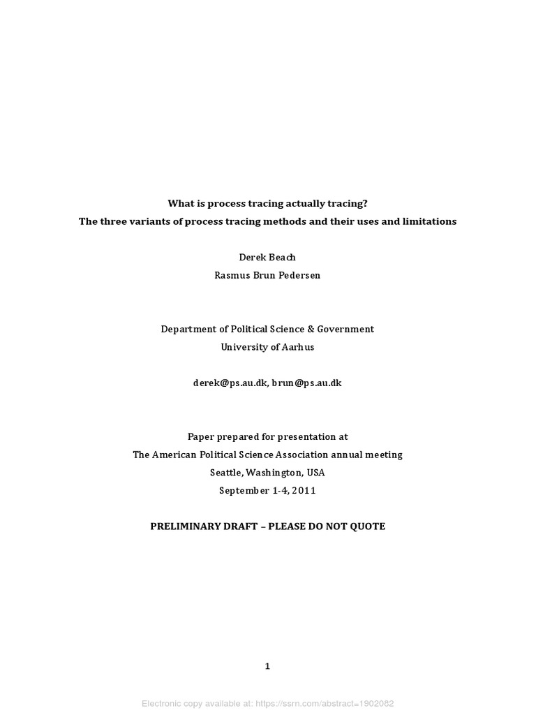 PEDERSEN, BEACH. What Is Process Tracing Actually Tracing | PDF