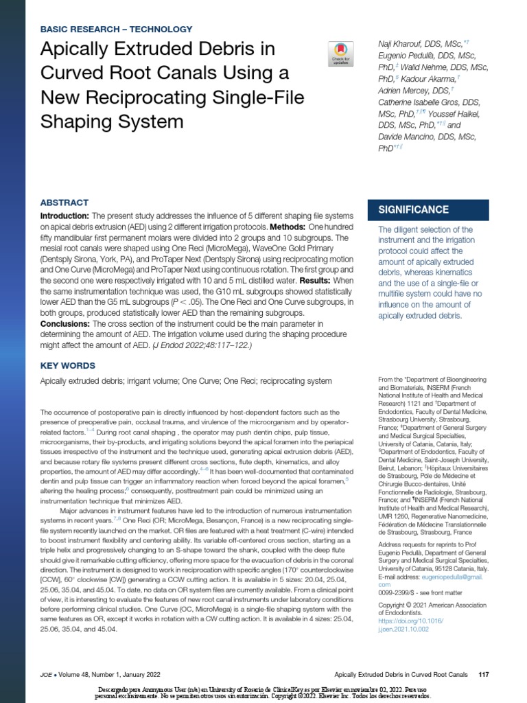 Apically Extruded Debris in Curved Root Canals Using A New ...