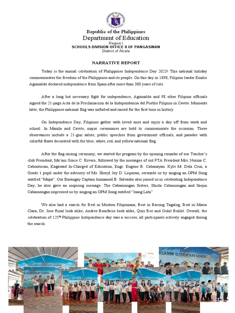 NARRATIVE REPORT (INDEPENDENCE Day) | PDF