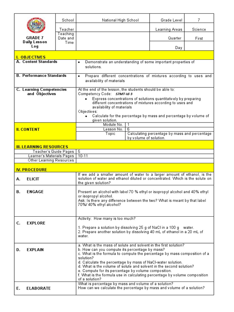 DLL-G7 First Quarter Lesson 6 | PDF