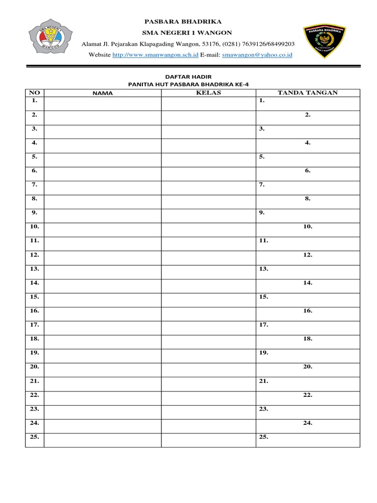 Daftar Hadir Panitia HUT PASBARA | PDF