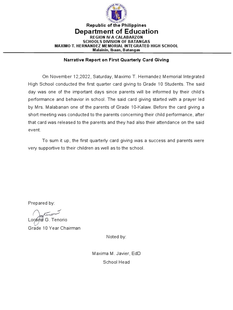 Card Giving Narrative 2022-2023 | PDF