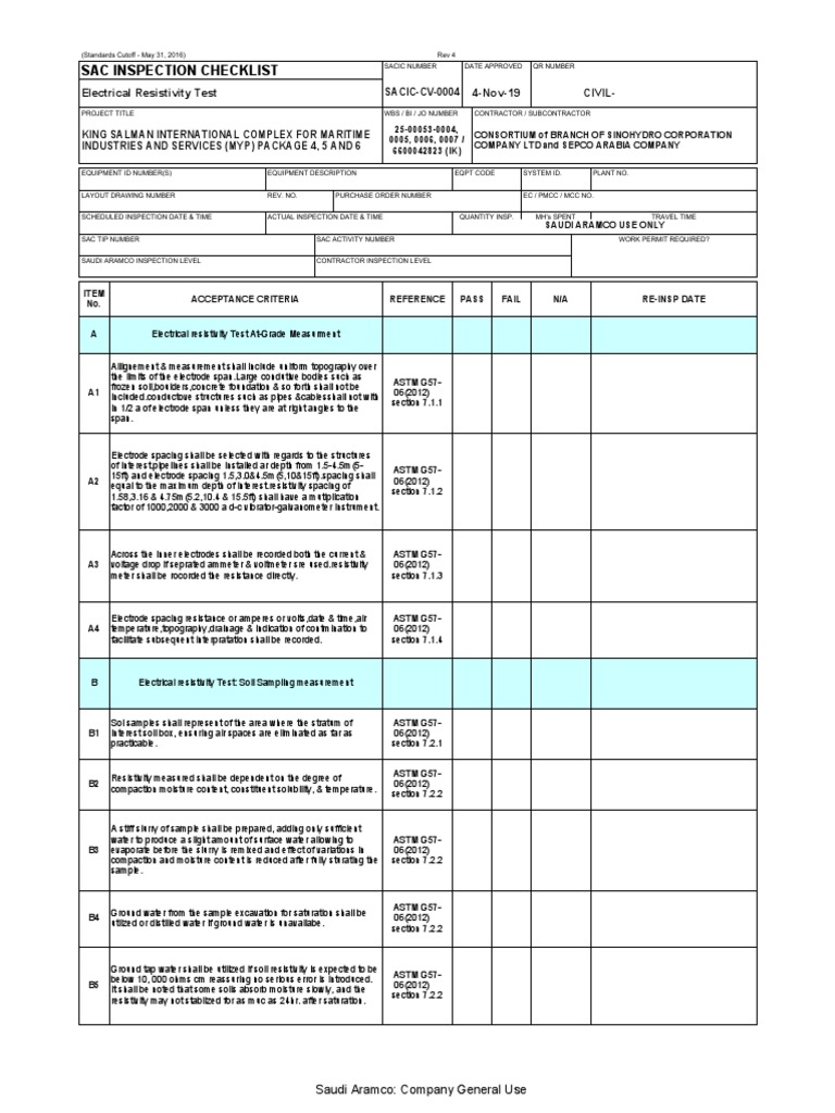 SACIC-CV-0004 Rev.04 Electrical Resistivity Test | PDF