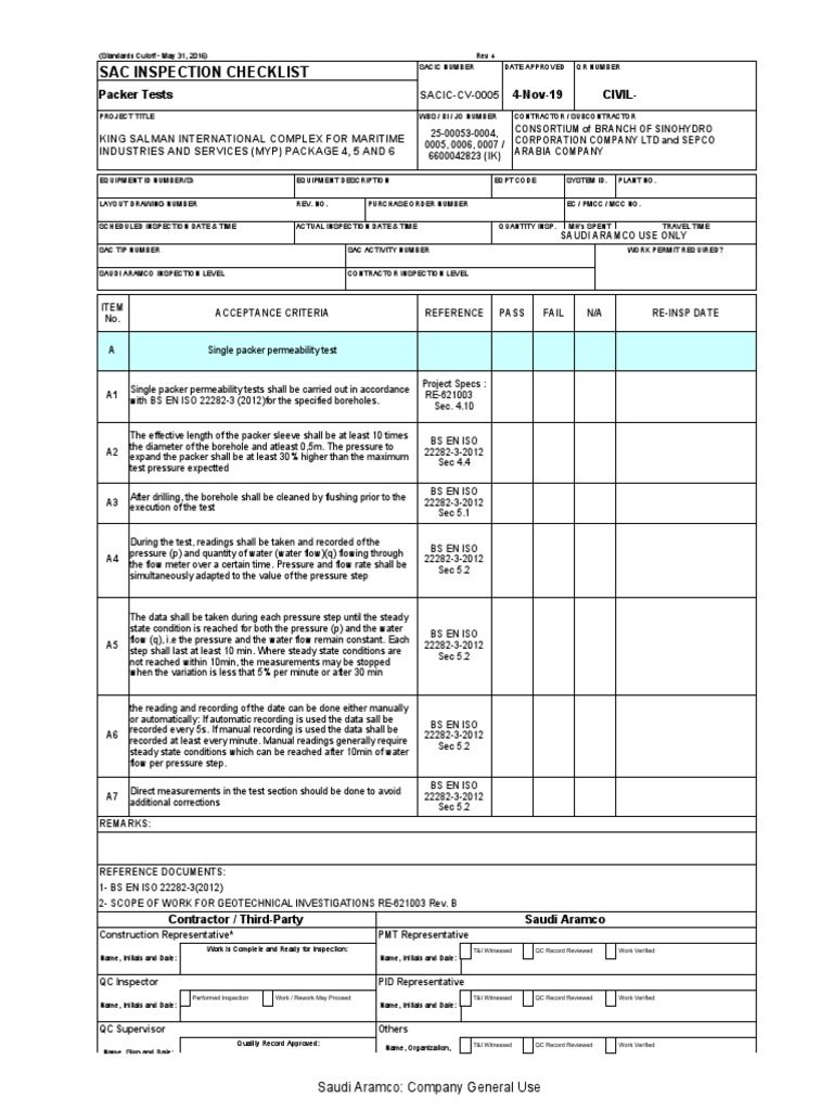 SACIC-CV-0005 Rev.04 Packer Tests | PDF