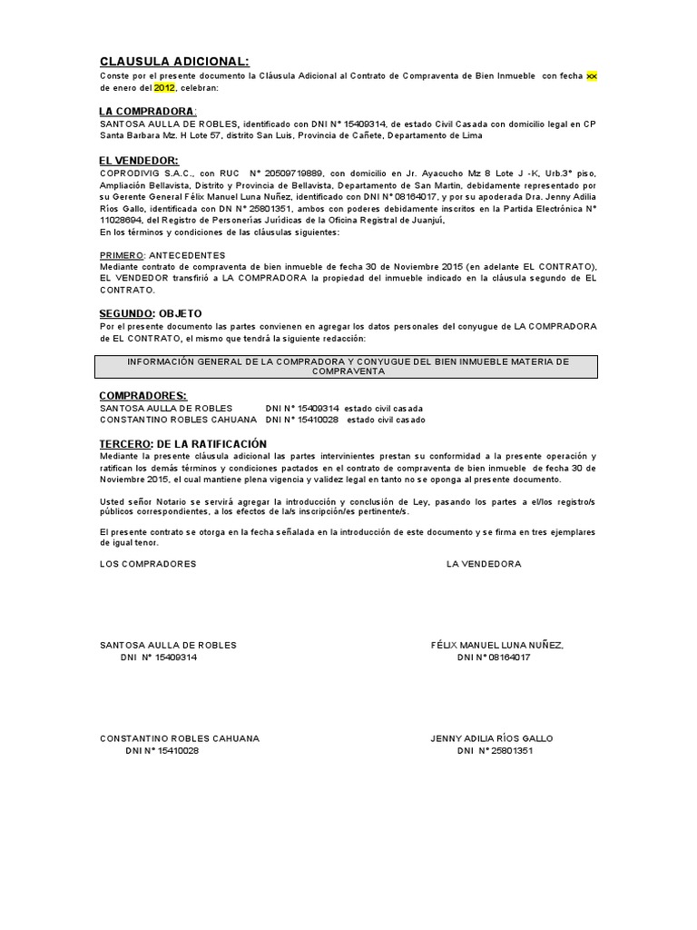 Clausula Adicional | PDF