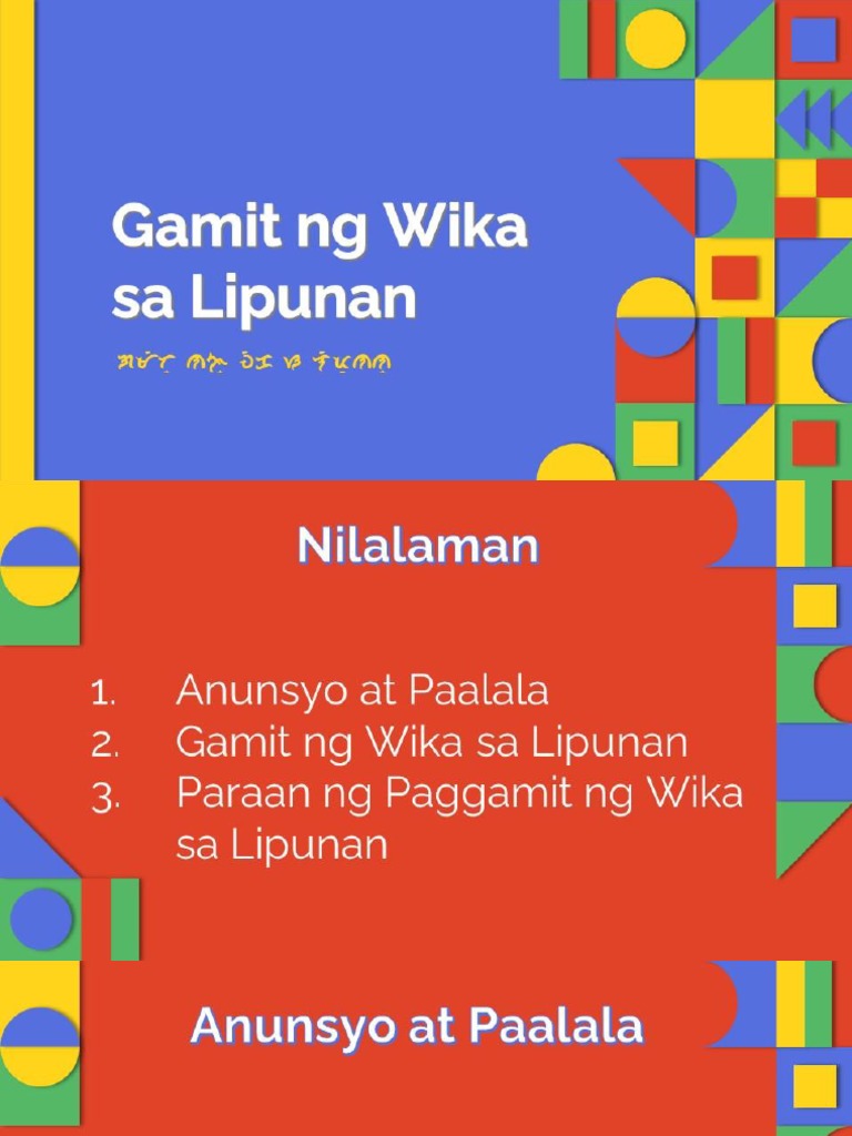 Gamit NG Wika Sa Lipunan | PDF