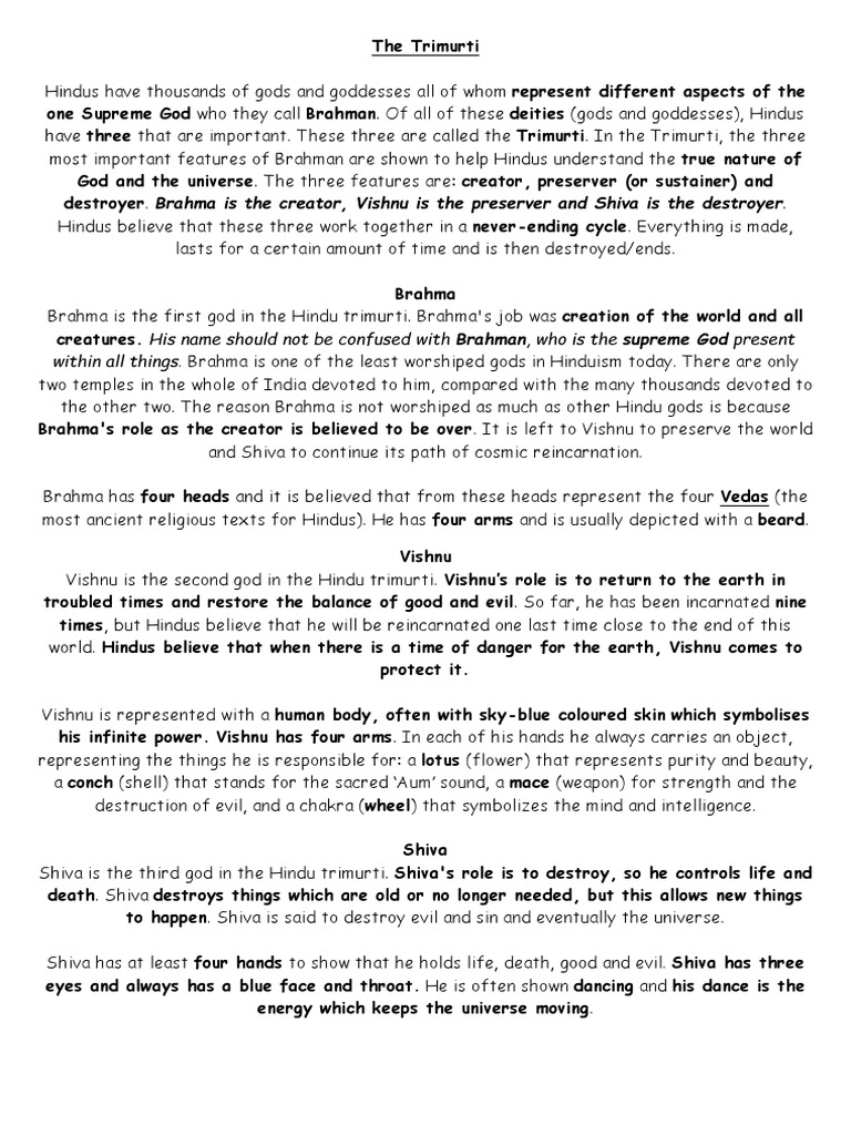 The Trimurti | PDF | Vishnu | Hindu Deities